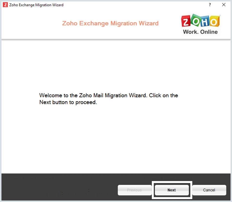 Zoho Exchange Migration Wizard from Zoho Mail
